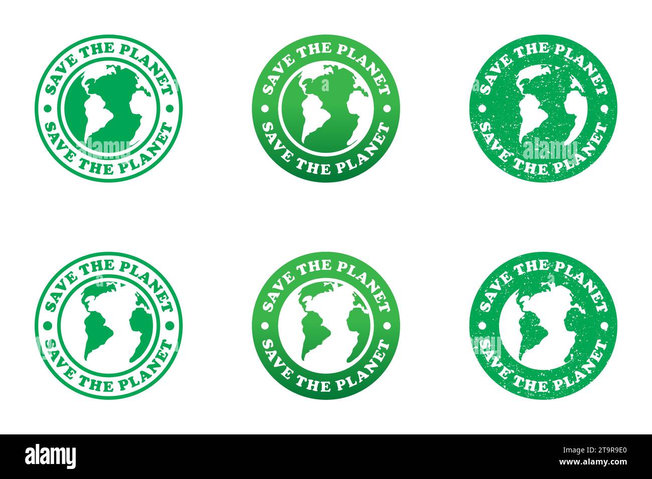 Save the planet icon. Round badge with lettering. Flat vector ...