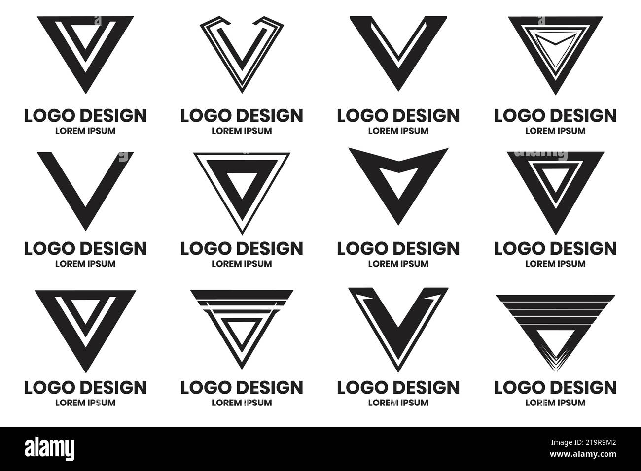 Triangular or V shaped logo in modern style for decoration isolated on ...