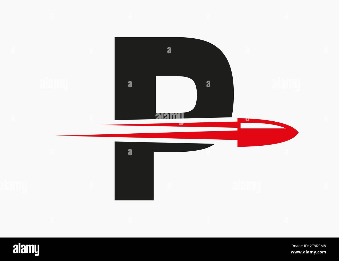 Bullet Logo On Letter P With Moving Bullet Symbol Stock Vector Image ...