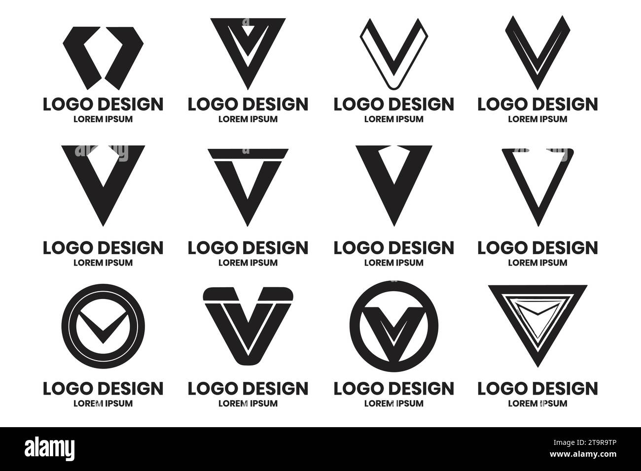 Triangular or V shaped logo in modern style for decoration isolated on ...