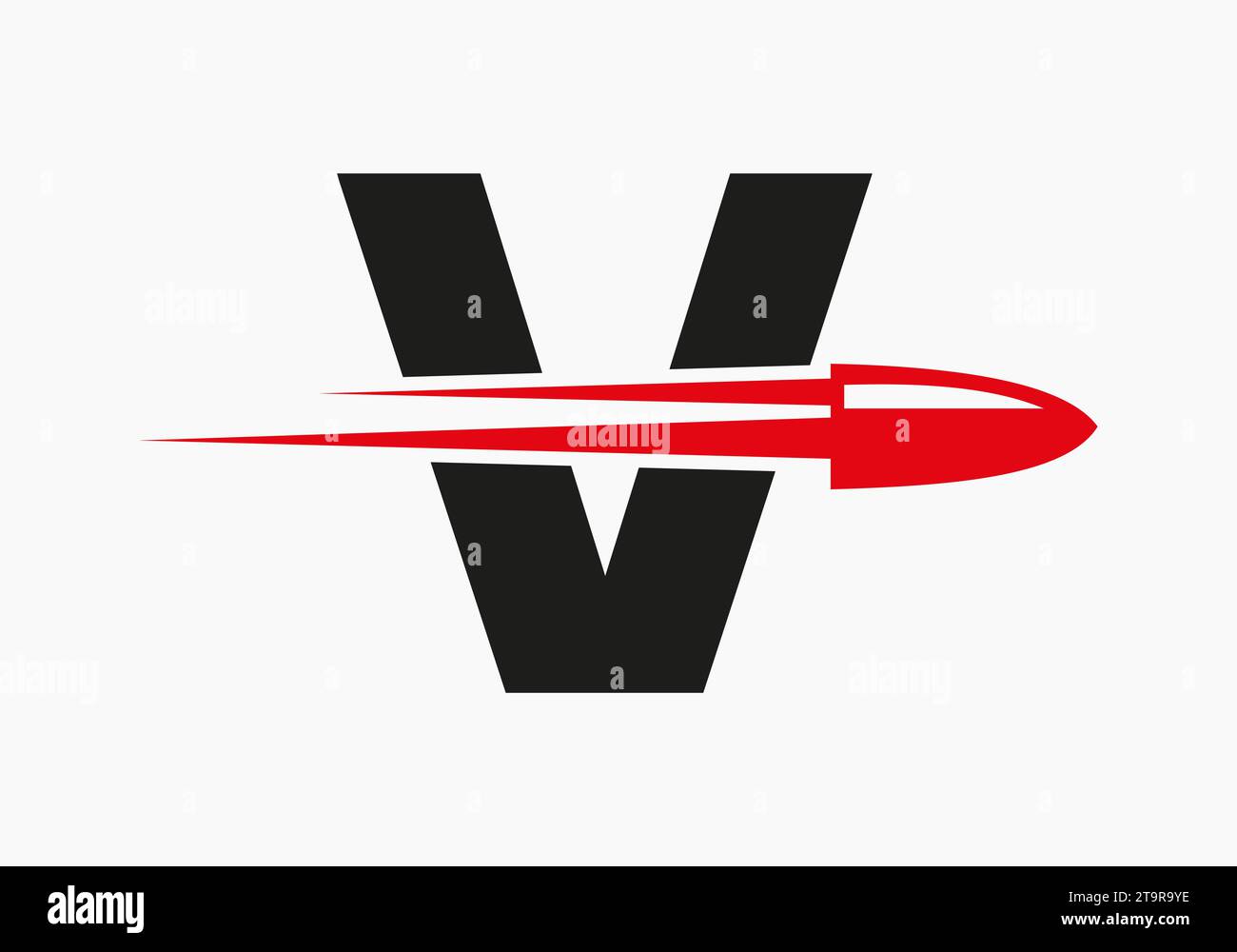 Bullet Logo On Letter V With Moving Bullet Symbol Stock Vector Image ...