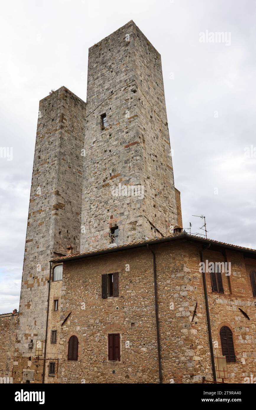 The Salvucci Towers, also called the Twin Towers in the old town of San ...