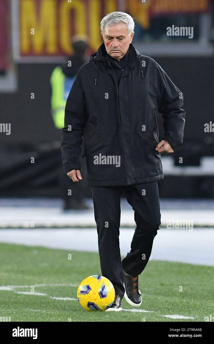 Rome, Lazio. 26th Nov, 2023. Roma trainer Jose Mourinho during the ...