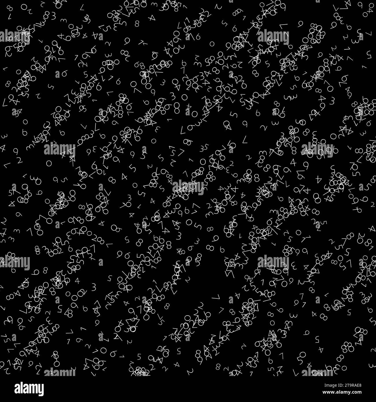 Falling numbers, big data concept. Binary white chaotic flying digits ...