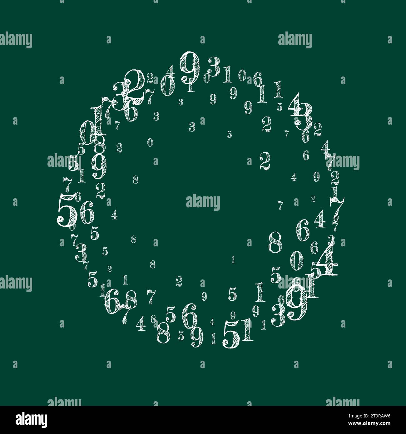 School math notebook cover. White chalk numbers floating in the air ...