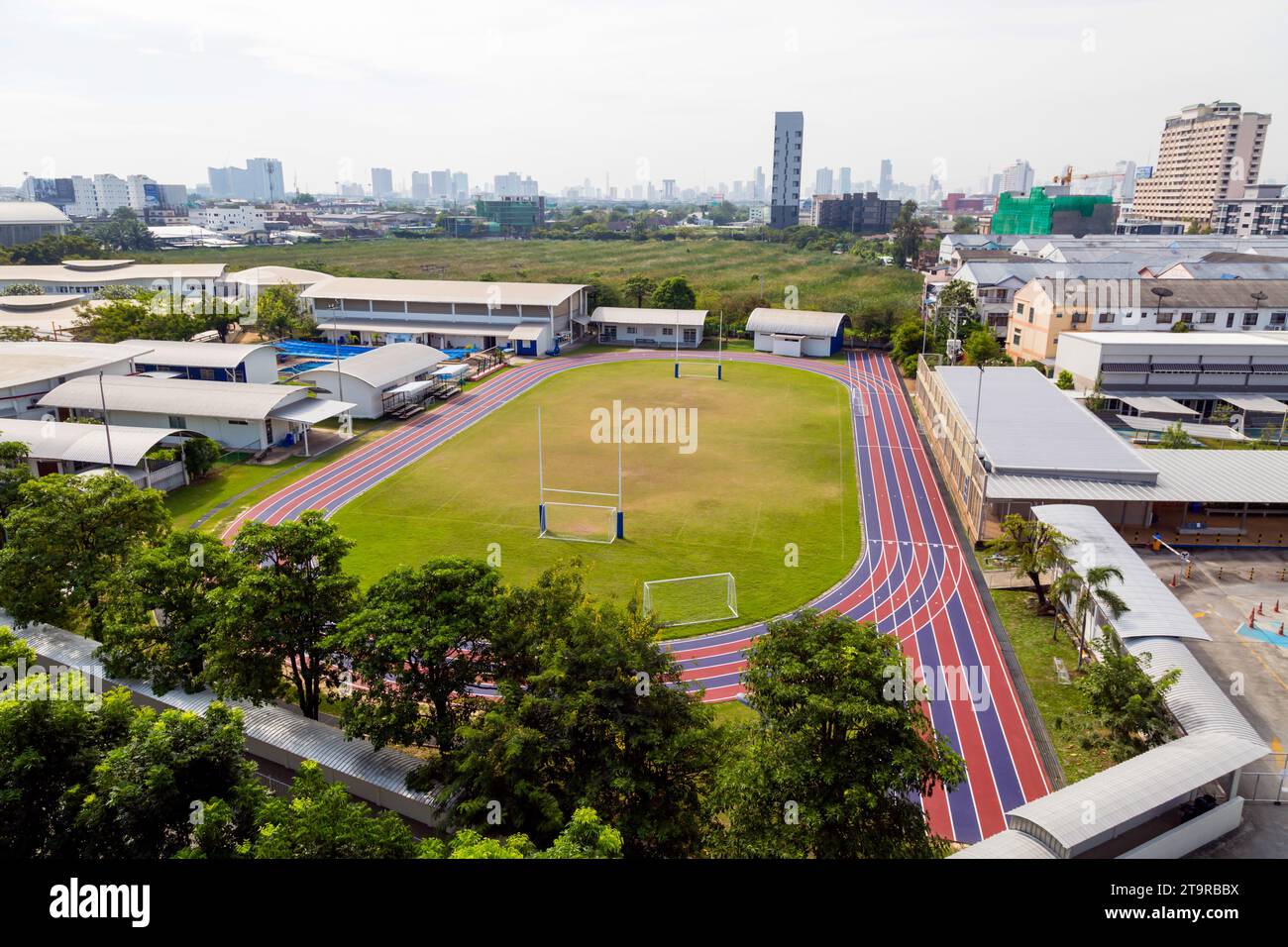 Bangkok, Thailand - December 14, 2018: An elevated view of the oval ...