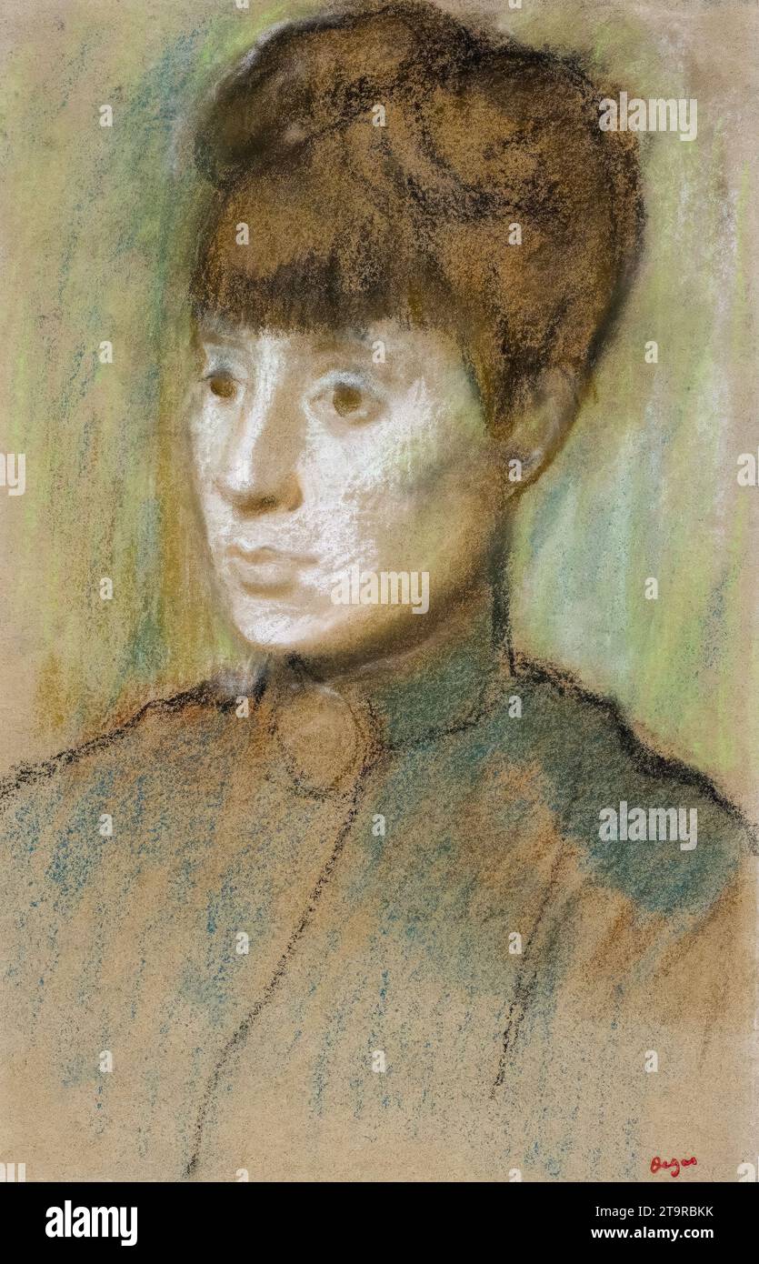 Edgar Degas, Head of a Woman, portrait drawing in pastel, 1884 Stock ...