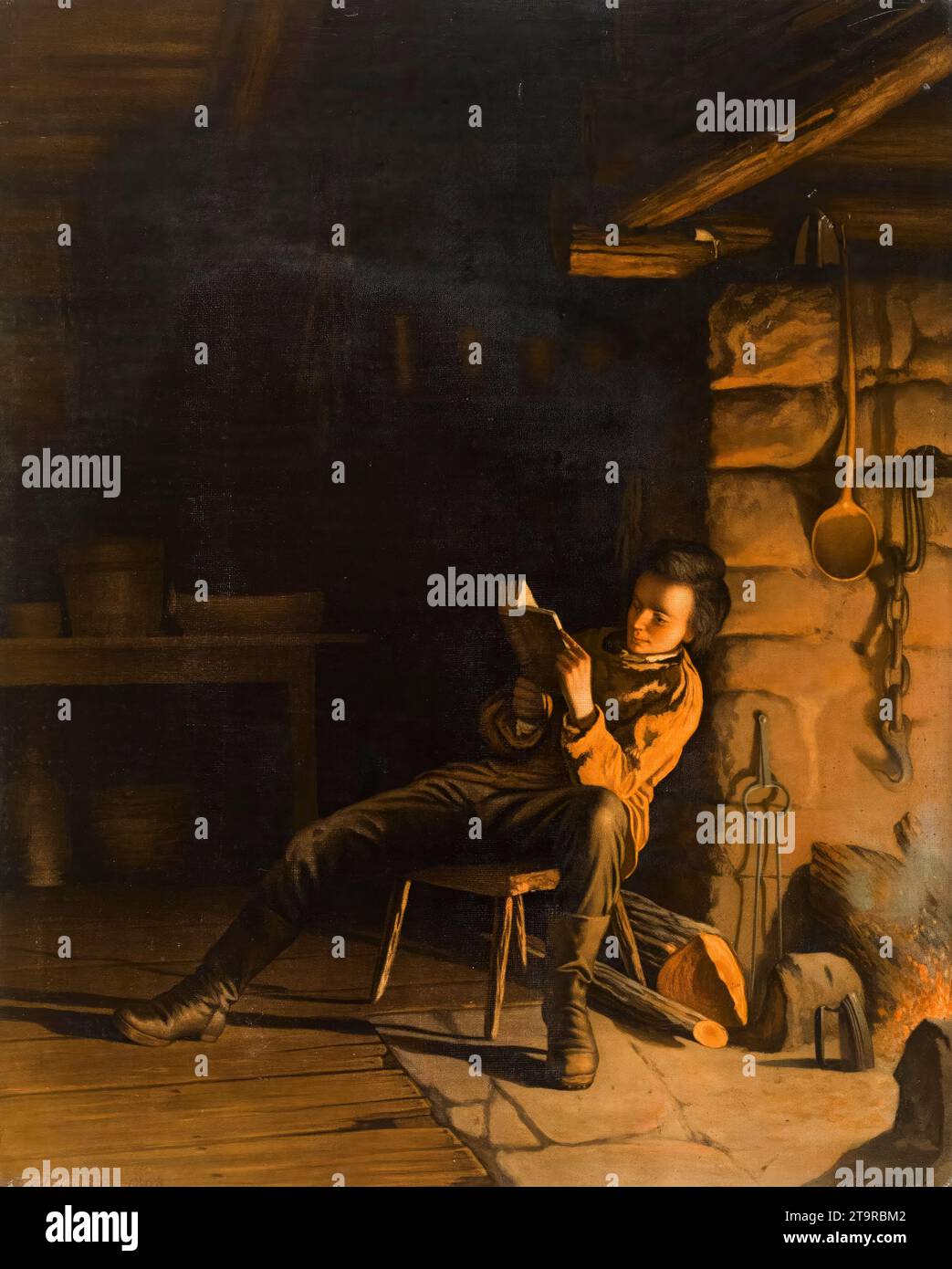 Eastman Johnson, The Boyhood of Lincoln (An Evening in the Log Hut ...