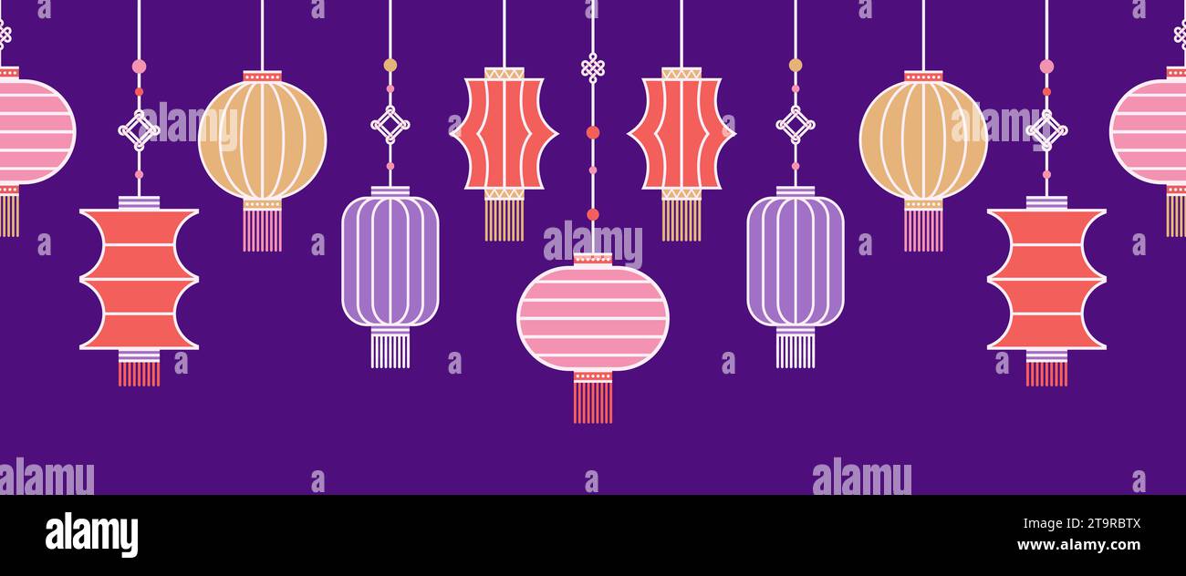 Horizontal seamless border of Chinese paper Hanging lantern Denglong ...