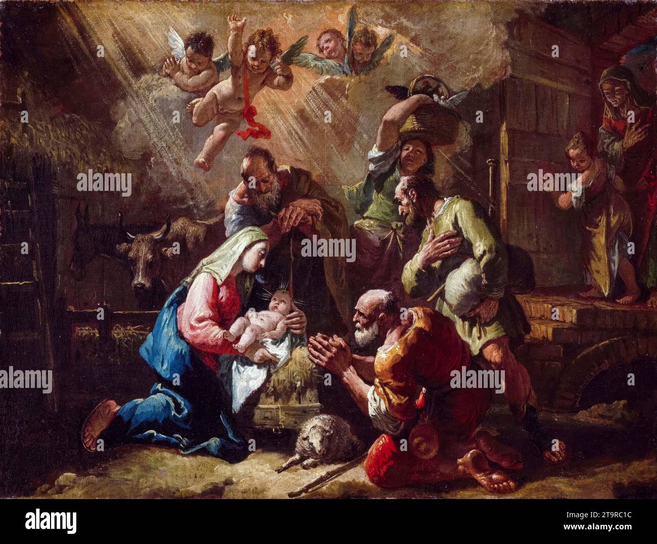 Francesco Fontebasso, The Adoration of the Shepherds, painting in oil ...