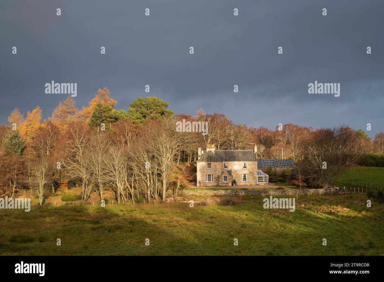 Scottish house in the winter sunlight. Ardclach, Scotland Stock Photo ...