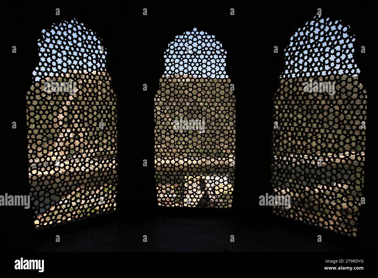 A silhouette pattern from a window at Amer Fort in Jaipur, India Stock ...