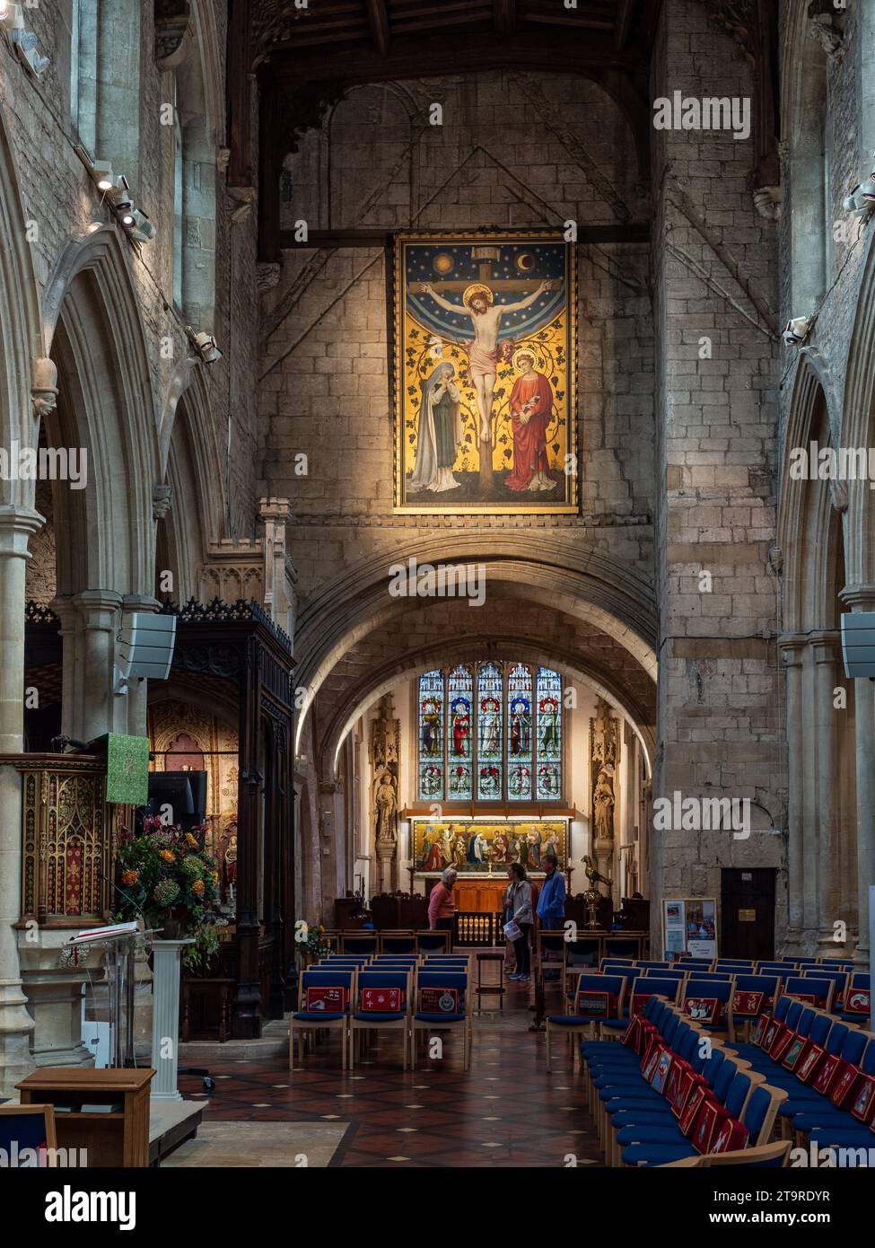 The church of St John The Baptist, Burford, Oxfordshire, UK; the ...
