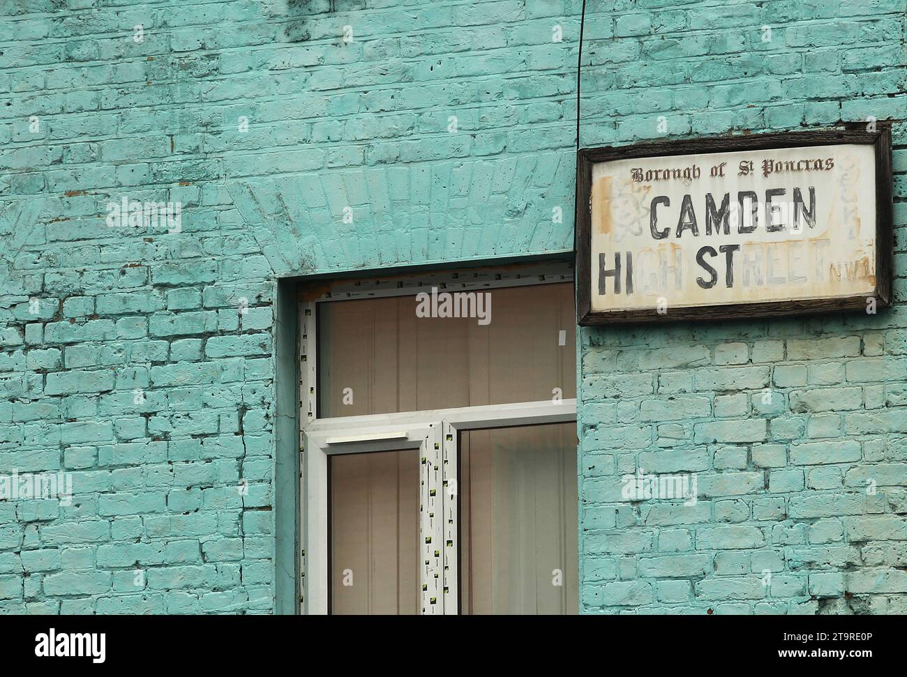A general view of an old Camden High Street sign with missing letters ...