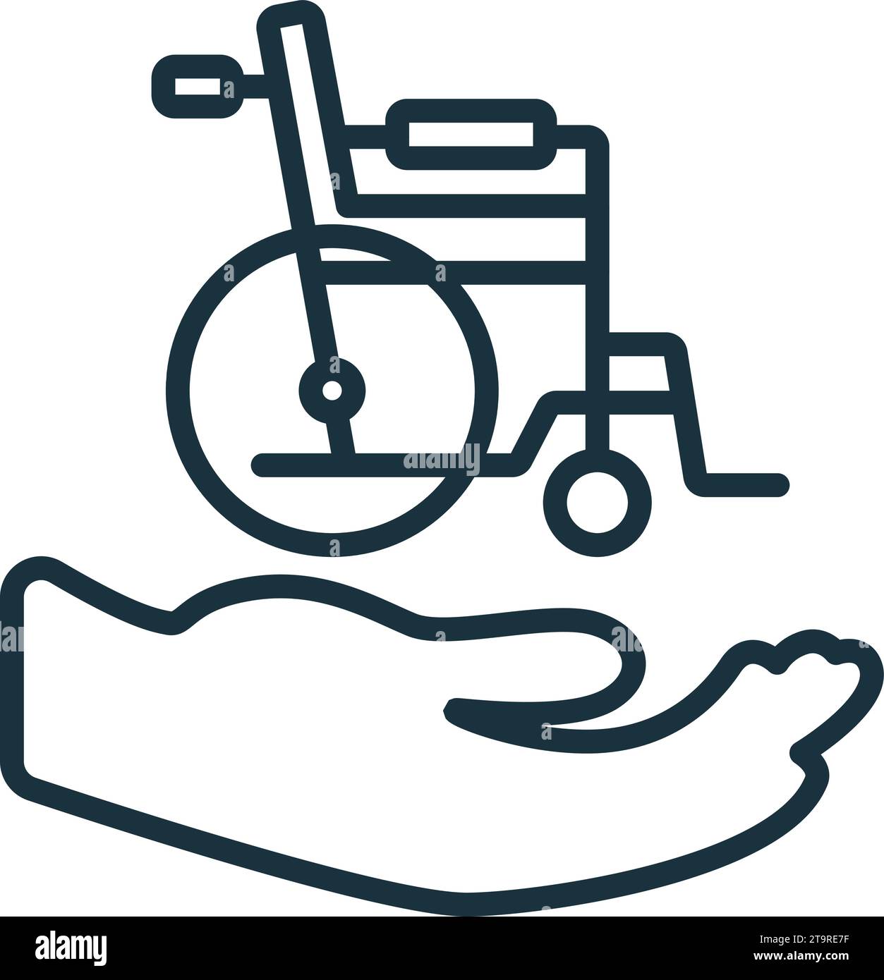 Disability support outline icon. Monochrome simple sign from charity ...