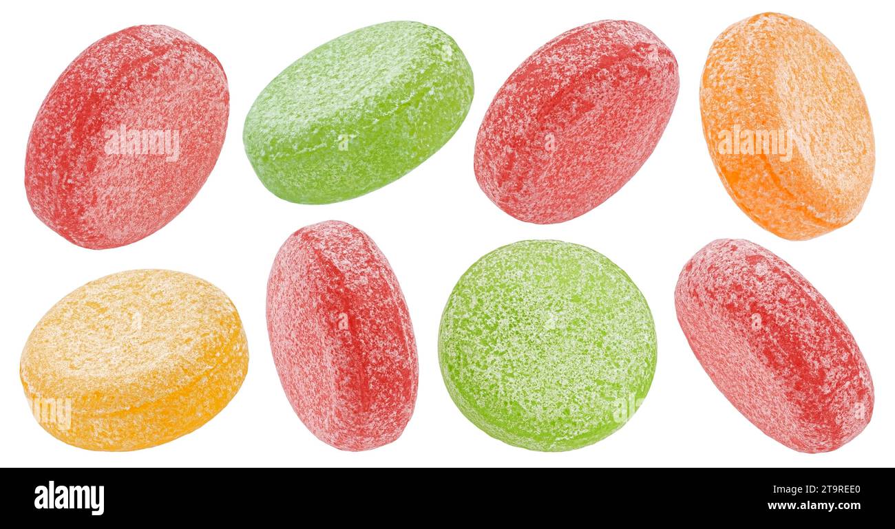 Fruit caramel, hard candies isolated on white background Stock Photo ...