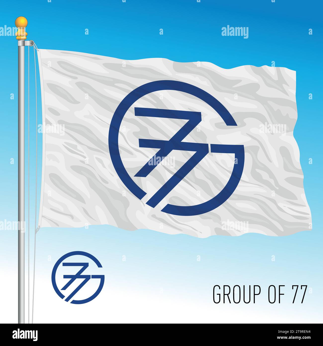 G77 international summit, waving flag with the symbol of the ...
