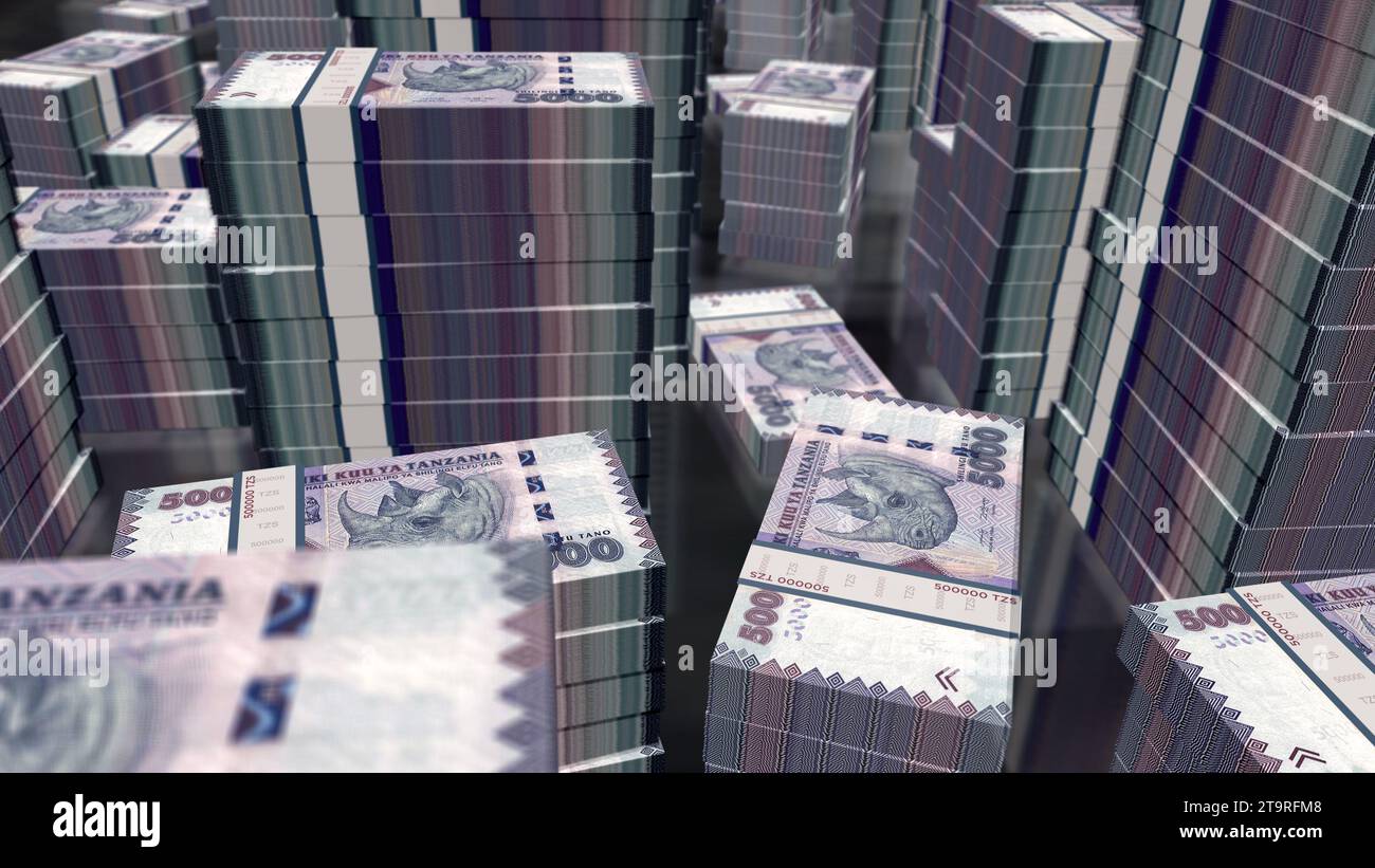 Tanzania money Tanzanian shilling money pack 3d illustration. 5000 TZS ...