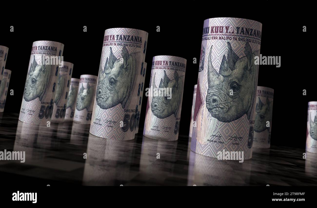 Tanzania money Tanzanian shilling money roll 3d illustration. 5000 TZS ...