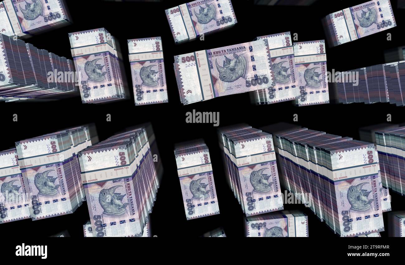 Tanzania money Tanzanian shilling money pack 3d illustration. 5000 TZS ...