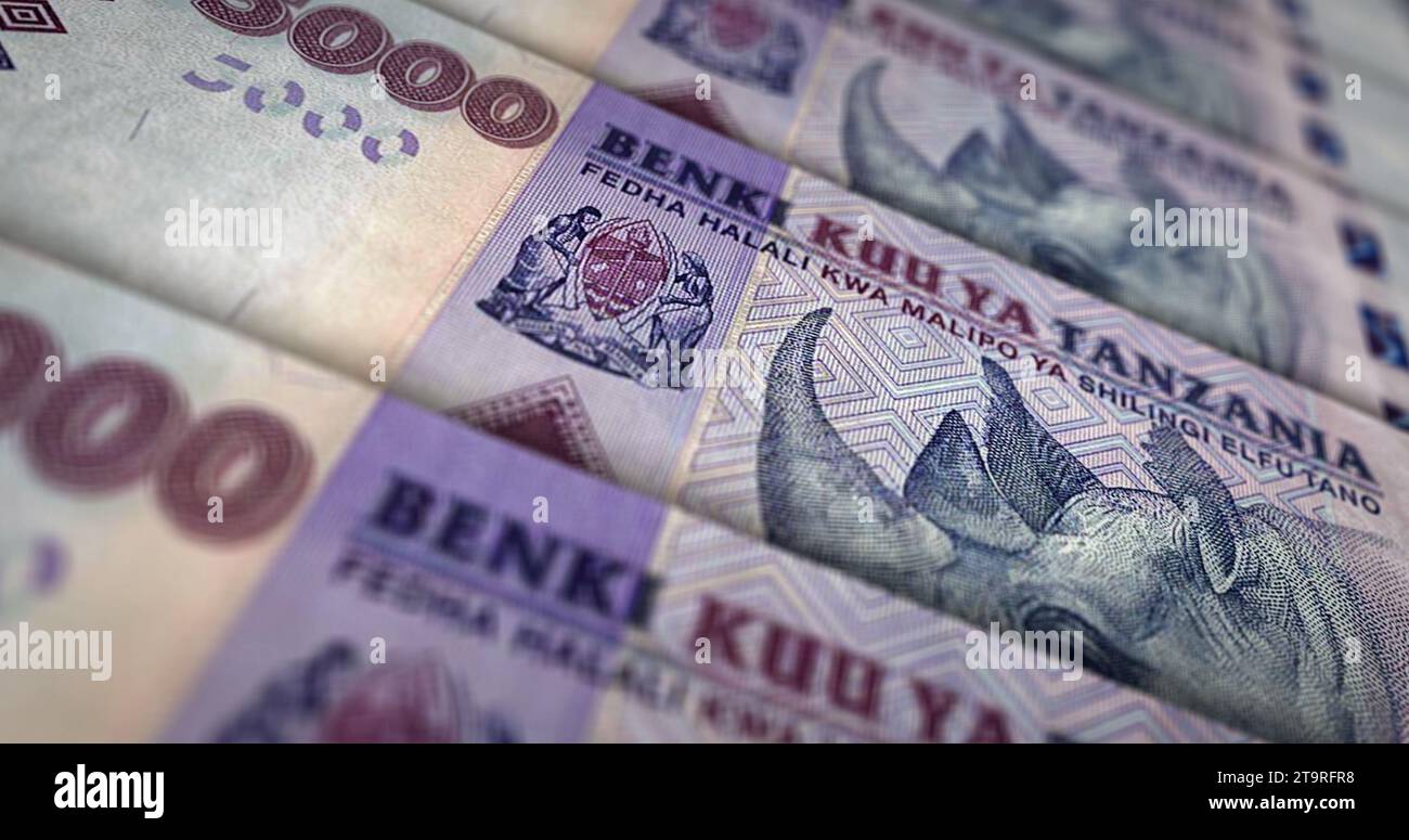 Tanzanian shilling money printing 3d illustration. 5000 TZS banknote ...