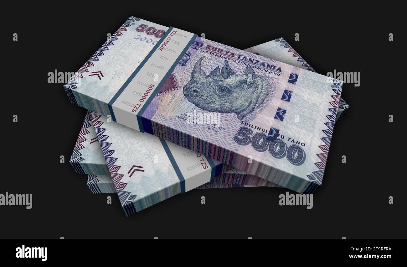 Tanzania money Tanzanian shilling money pack 3d illustration. 5000 TZS ...