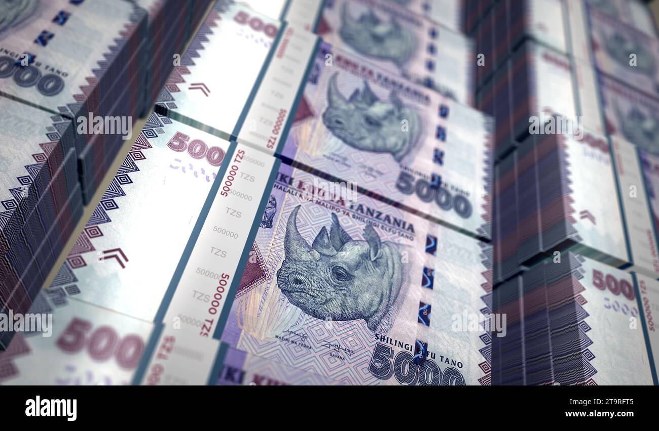 Tanzania money Tanzanian shilling money pack 3d illustration. 5000 TZS ...