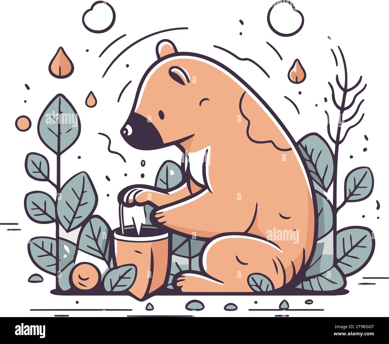 Bear drinking water Stock Vector Images - Alamy