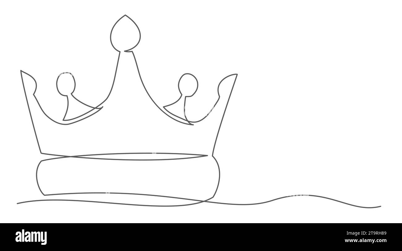 Crown One line drawing isolated on white background Stock Vector Image ...