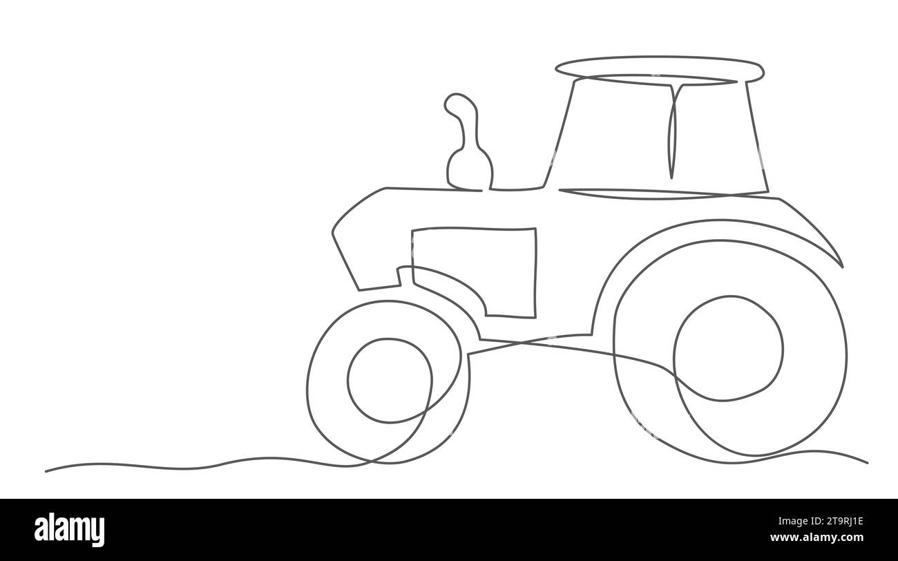Tractor One line drawing on white background Stock Vector Image & Art ...
