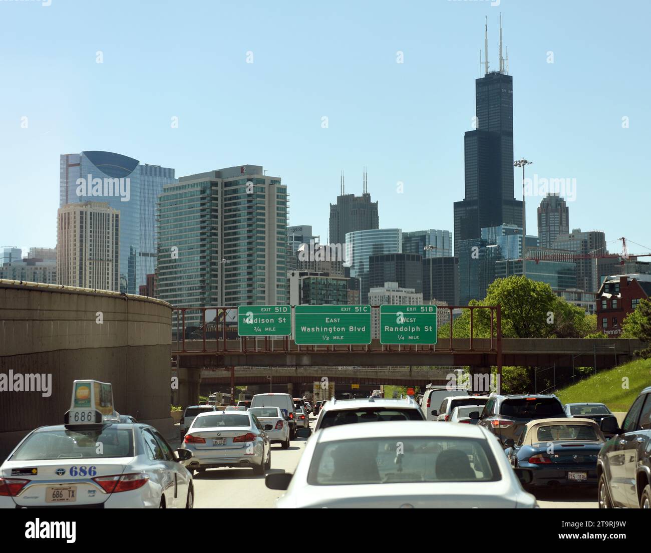Chicago,Illinois,USA - June 06, 2018: Cars standing in traffic jams in ...