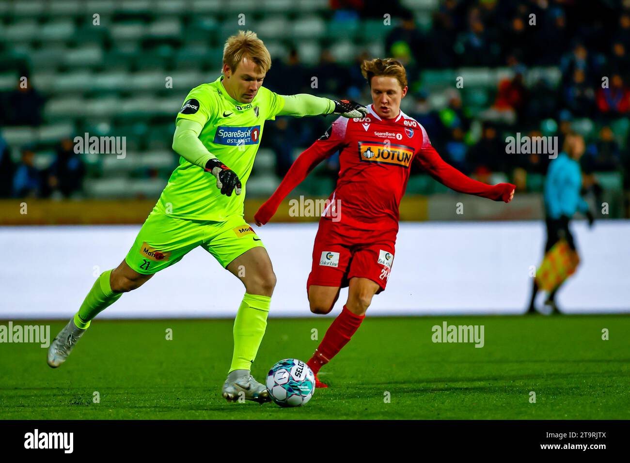 Bærum, Norway, 26th November 2023. Stabæk's goalkeeper Isak Pettersson ...