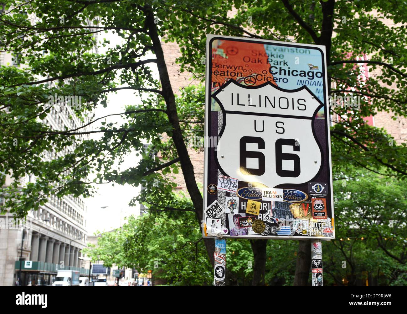 Chicago, USA - June 06, 2018: Historic Route 66 Begin Sign in Chicago ...