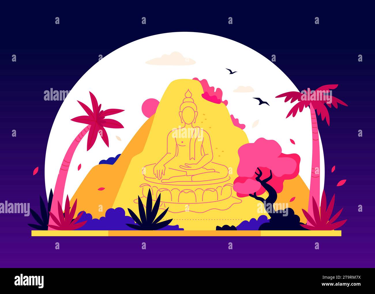 Buddha Mountain in Pattaya - modern colored vector illustration Stock Vector Image & Art - Alamy