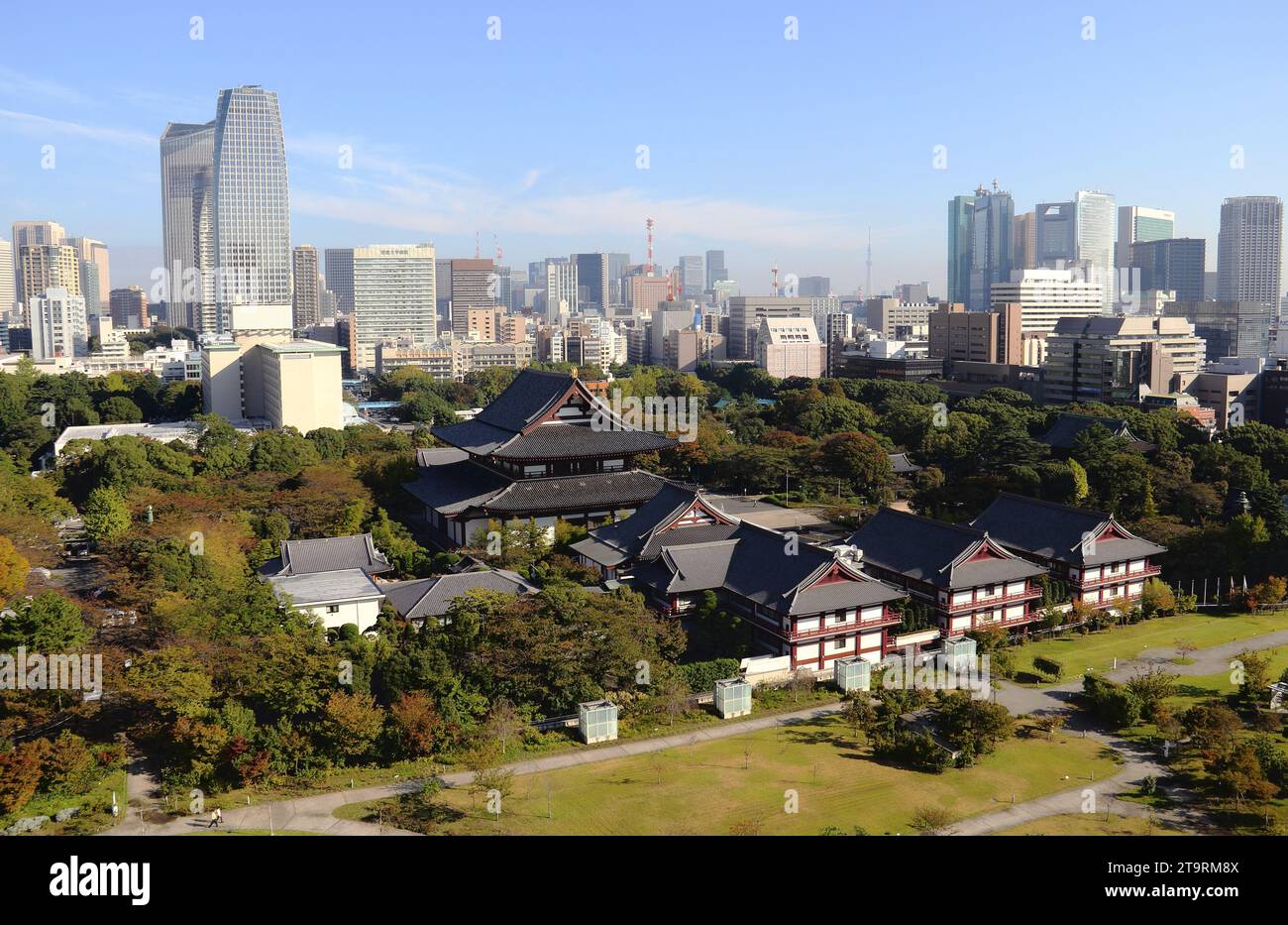An aerial view of a stunning cityscape seen from a bird's-eye ...