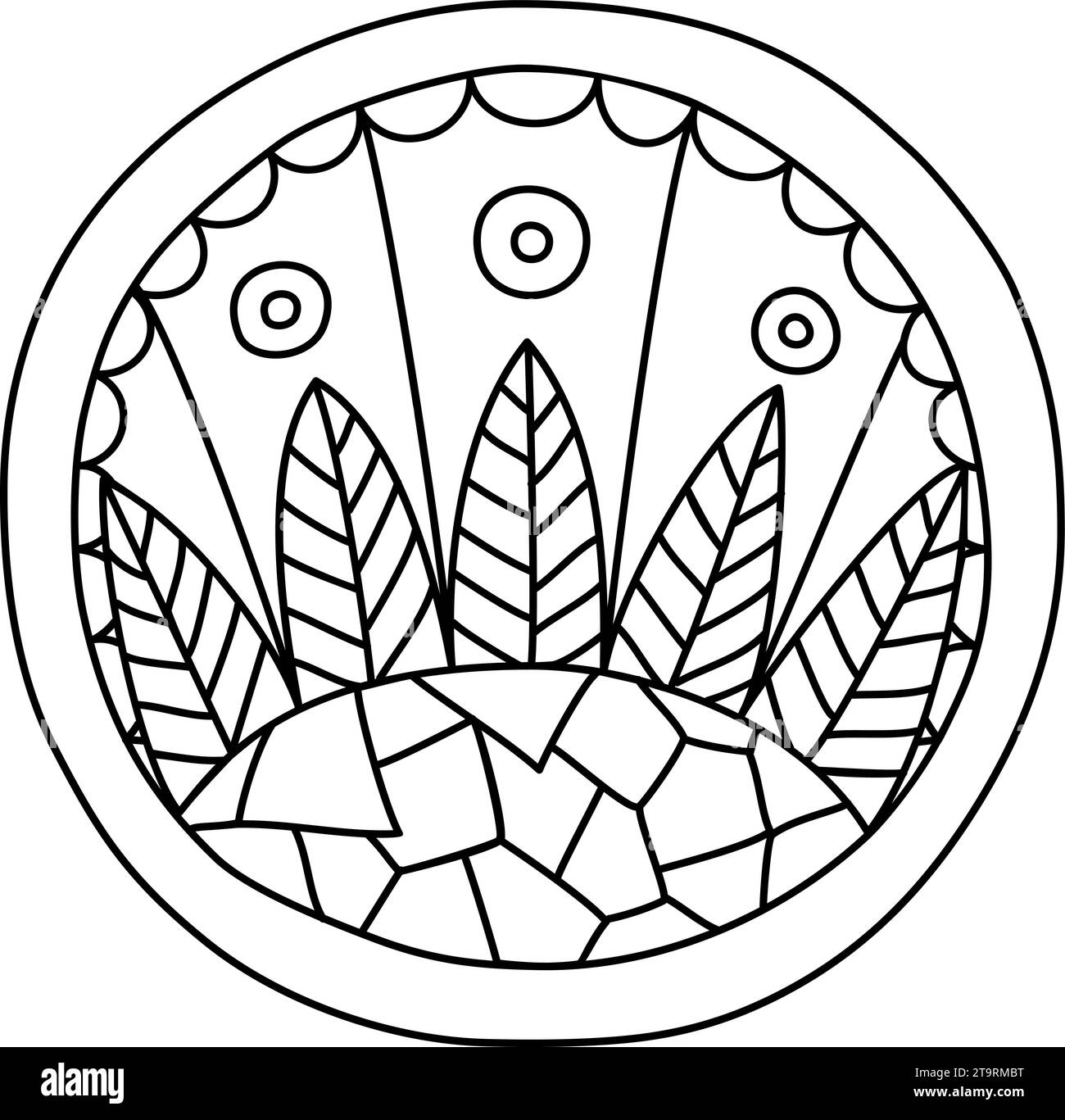 Round coloring page filled with hand drawn doodle motifs in a circle ...