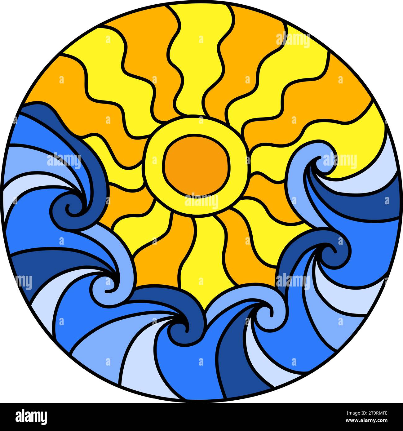 Round coloring page filled with hand drawn doodle motifs in a circle ...