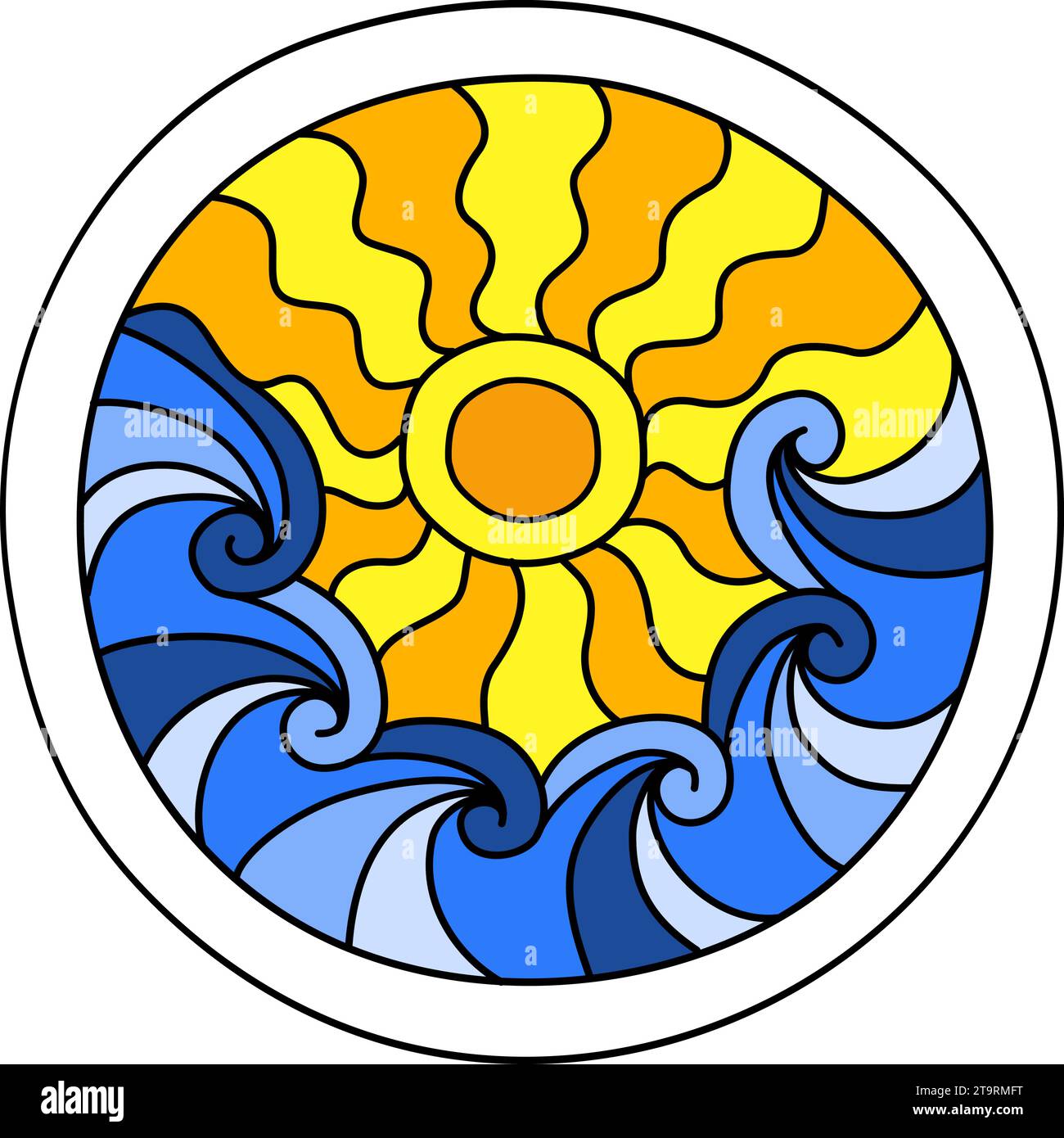 Round coloring page filled with hand drawn doodle motifs in a circle ...