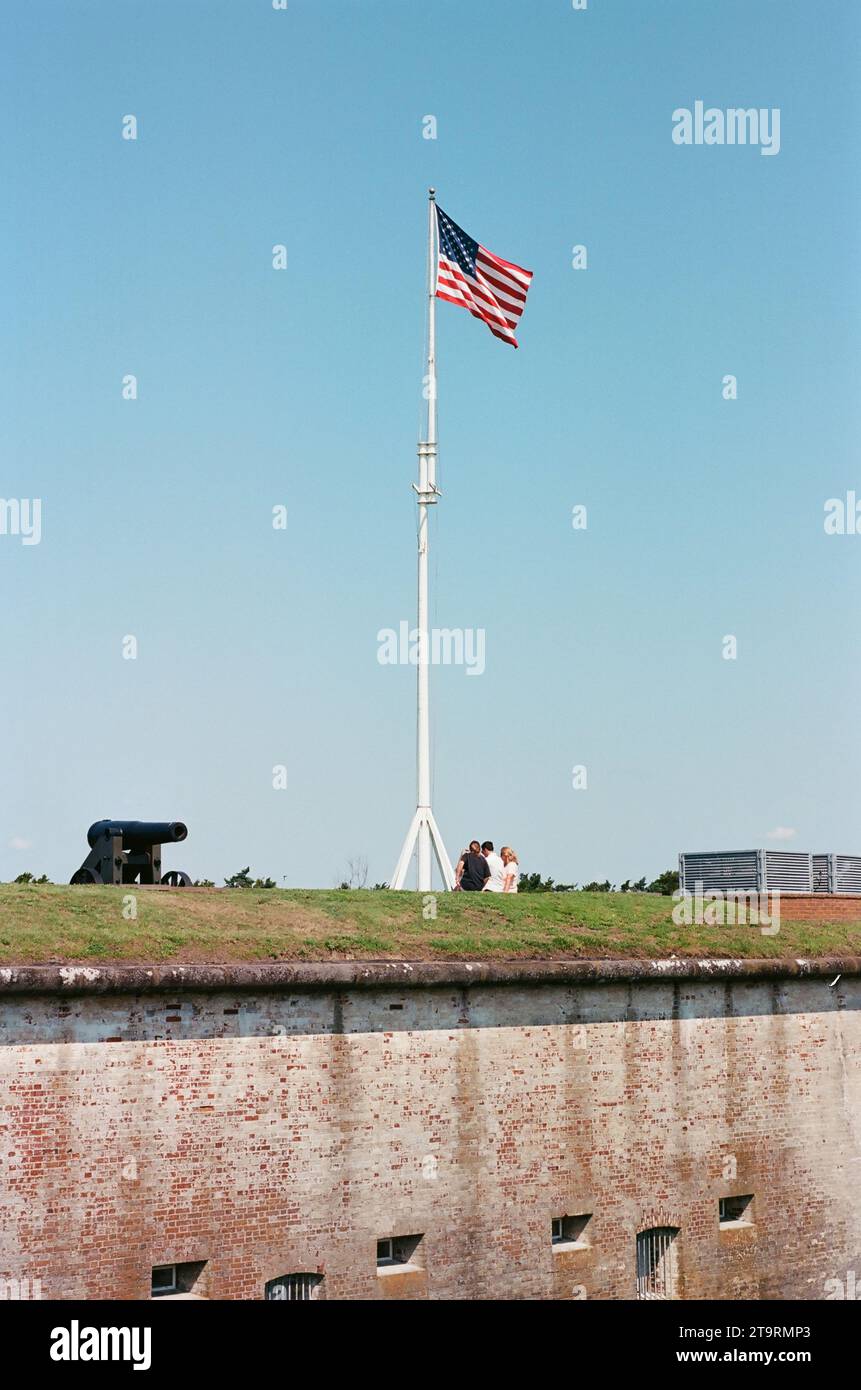American Flag at fort morgan North Carolina Stock Photo - Alamy