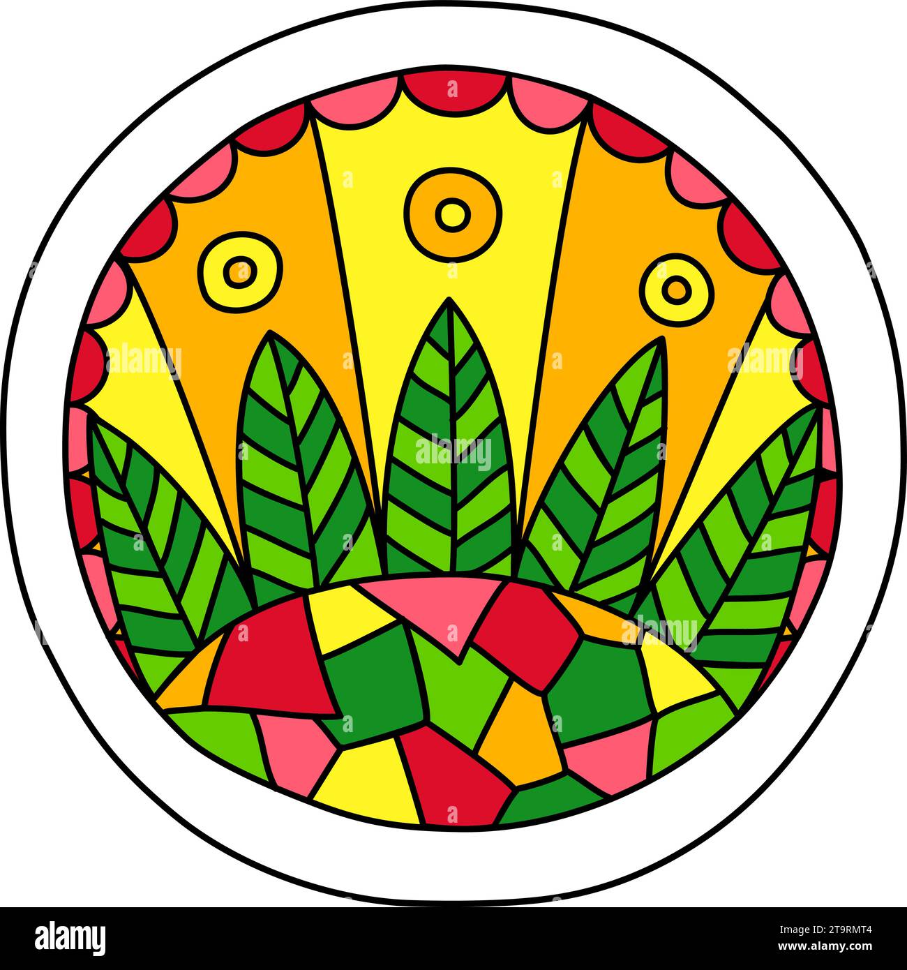 Round coloring page filled with hand drawn doodle motifs in a circle ...