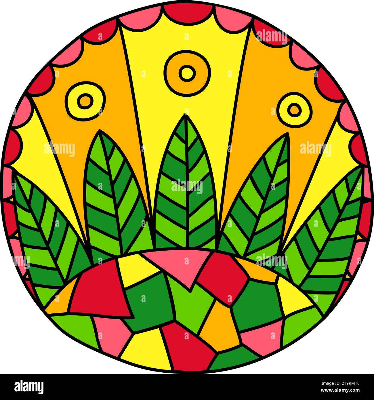 Round coloring page filled with hand drawn doodle motifs in a circle ...