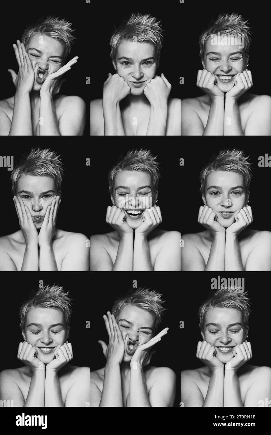 Woman emotion collage Black and White Stock Photos & Images - Alamy