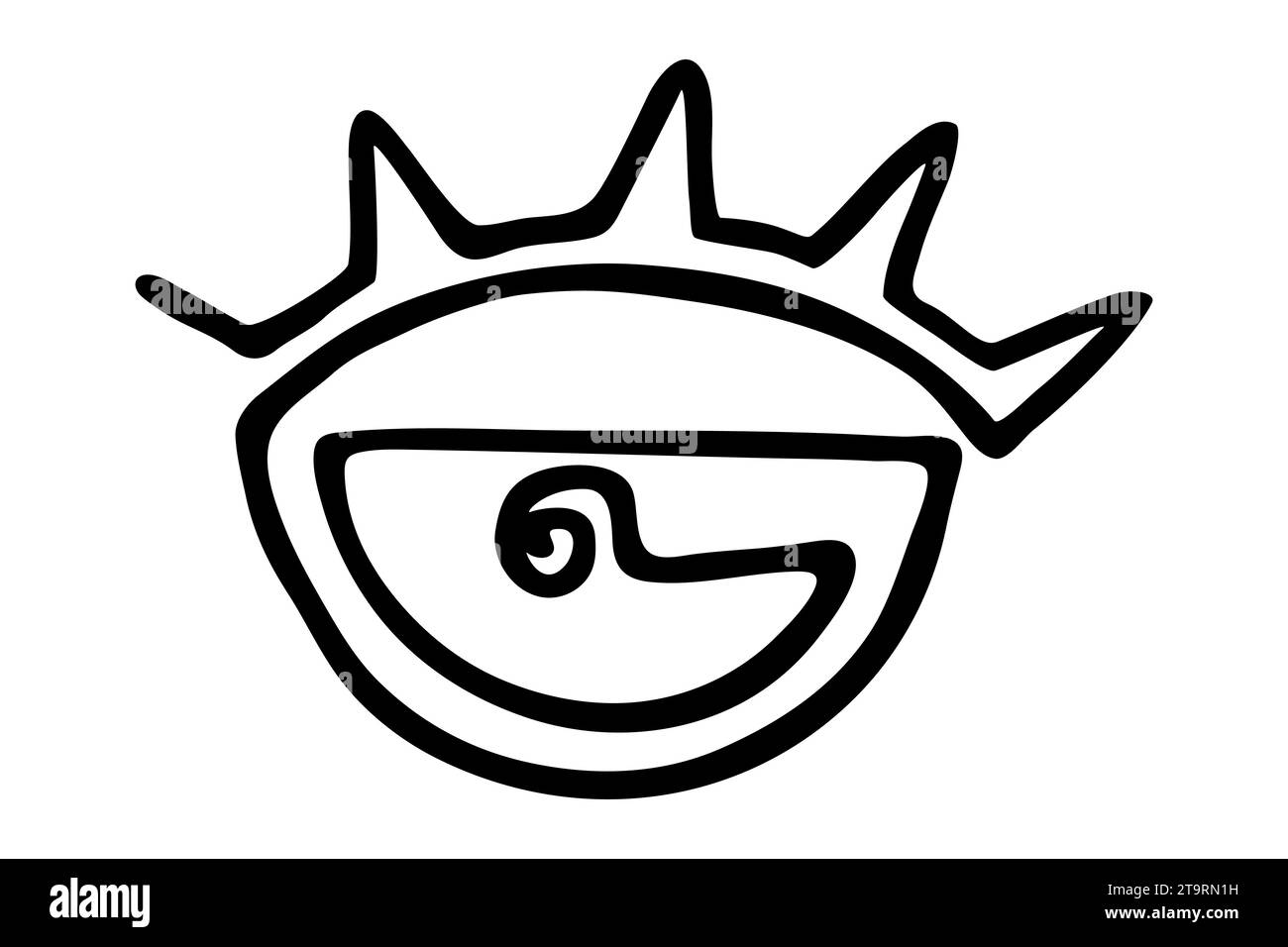 Hand drawn stylized eye design hand painted with ink pen, isolated on ...