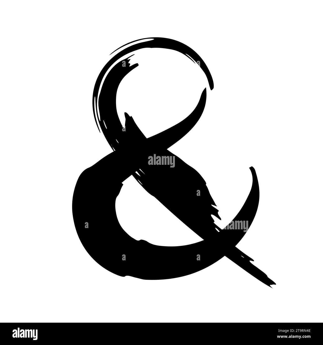 Handdrawn ampersand symbol, hand painted with ink brush. Vector ...