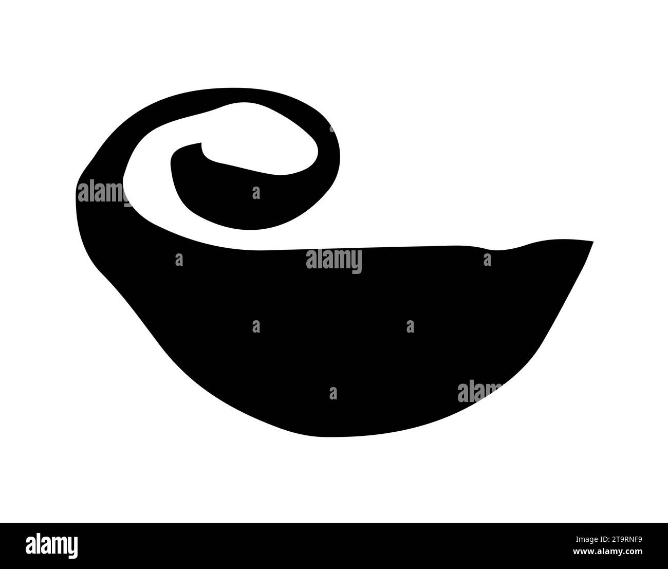 Round swirl symbol, hand painted with ink brush, isolated on white ...