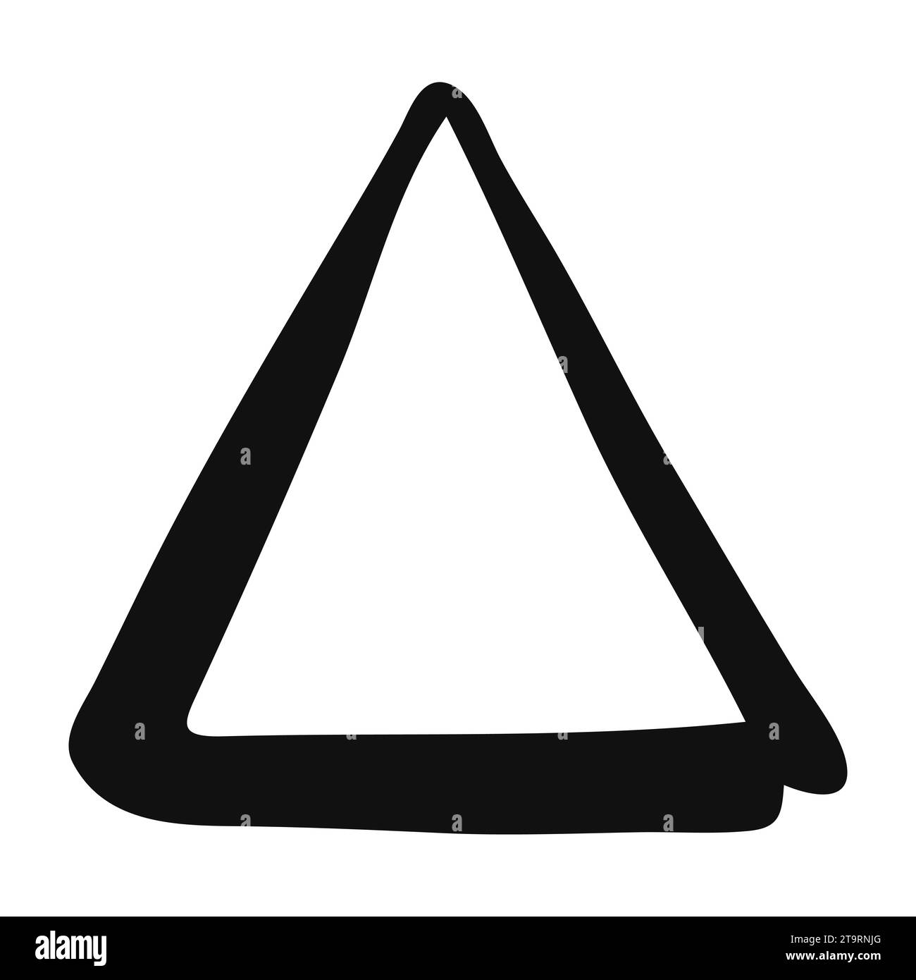 Triangle banner hand painted with black ink brush isolated on white ...