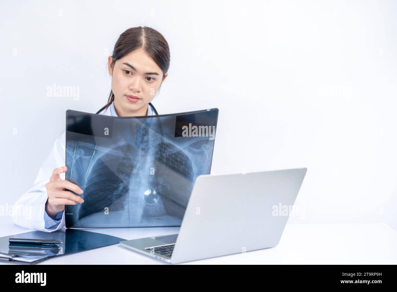 Female medical doctor explaining scan hi-res stock photography and ...