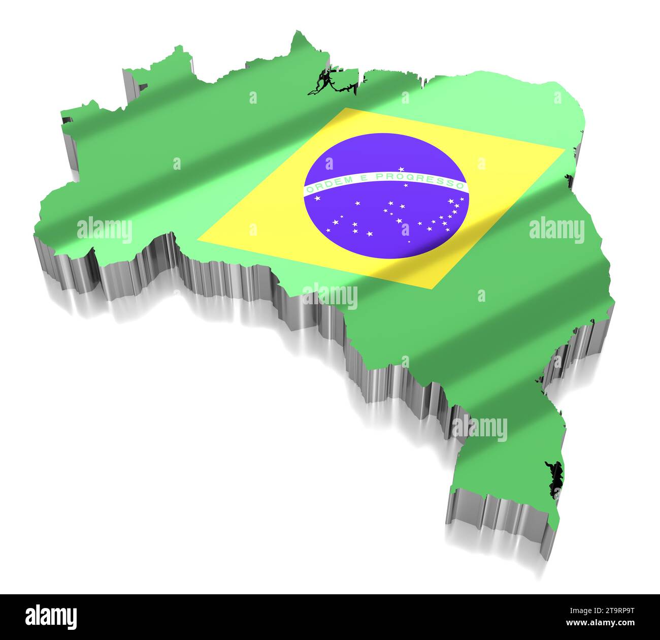 Brazil - country borders and flag - 3D illustration Stock Photo - Alamy