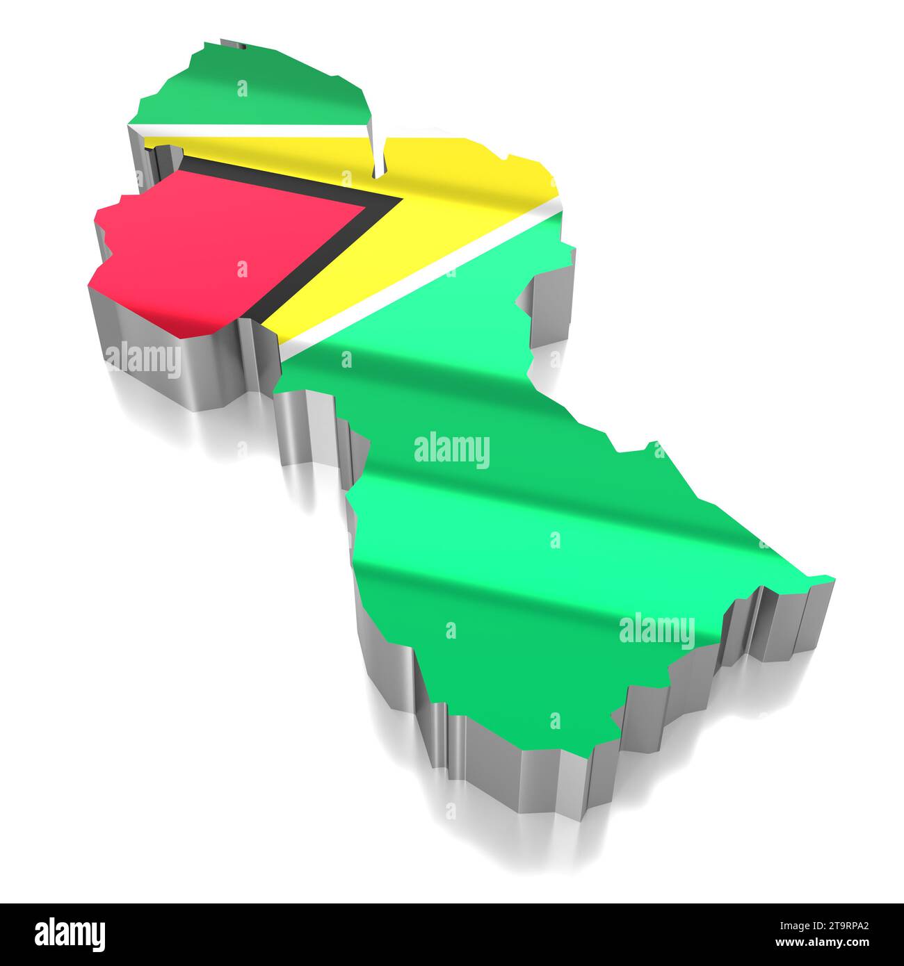 Guyana - country borders and flag - 3D illustration Stock Photo - Alamy