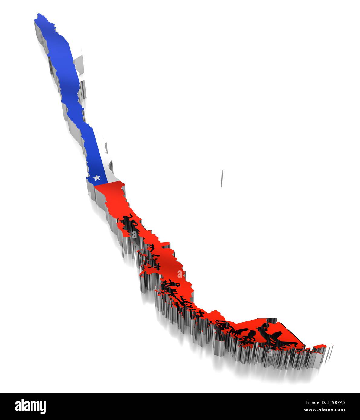 Chile - country borders and flag - 3D illustration Stock Photo - Alamy